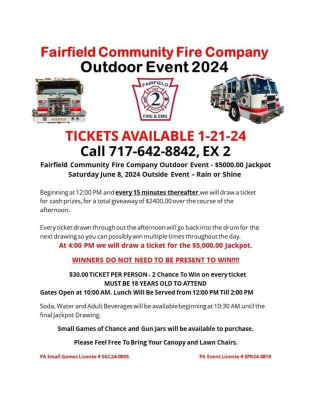 17 DAYS UNTIL THE 2024 OUTDOOR CASH EVENT - Fairfield Fire & EMS
