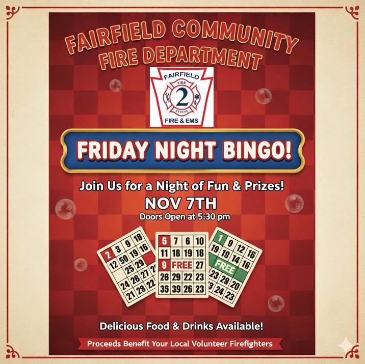 November First Friday Bingo - Fairfield Fire & EMS