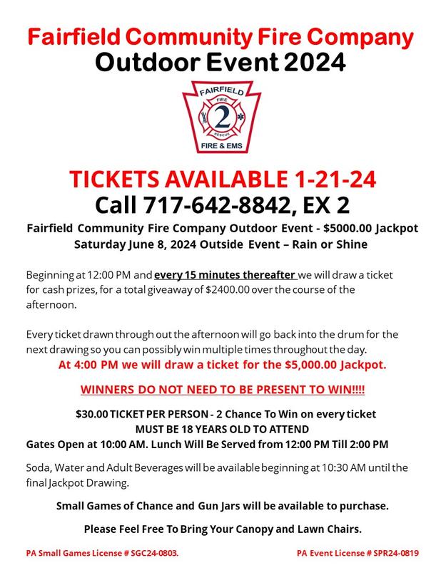 Outdoor Event 2024 - TICKETS NOW AVAILABLE!! - Fairfield Fire & EMS